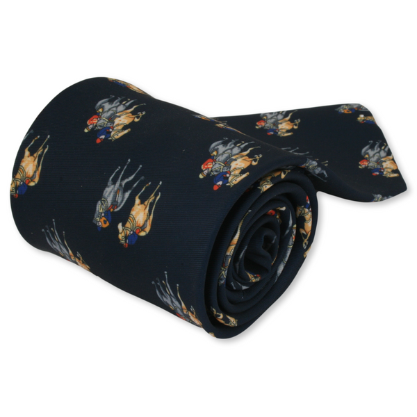 Navy Blue Horse Racing Tie Grey & Brown Horse Necktie – Horse Racing Gifts